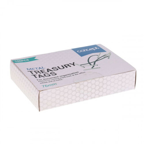 CONCEPT PKT.100 METAL TREASURY TAGS 76MM - Hunt Office Ireland