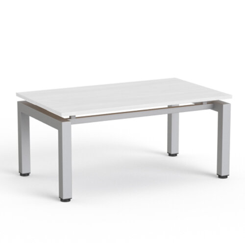 Rectangular Reception Coffee Table White Top & Silver Frame ...