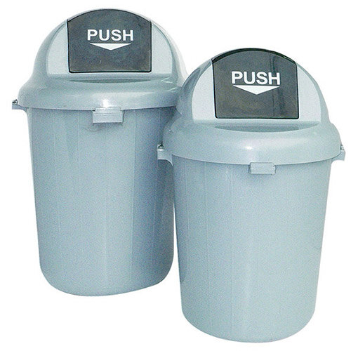 Half-Round Head Dustbin 100 Litre Grey 383009 - Hunt Office Ireland