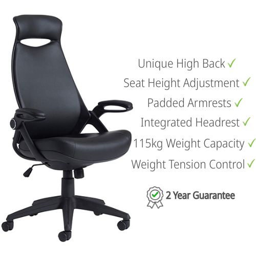 Tuscan High Back Ergonomic Manager's Chair with Headrest - Black ...