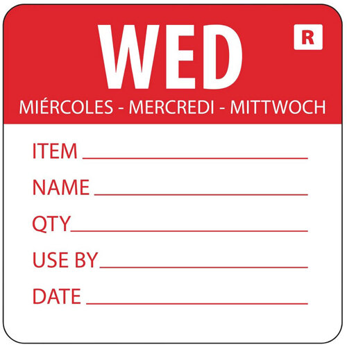 Vogue Removable Day of the Week Label Wednesday (Pack of 500 ...