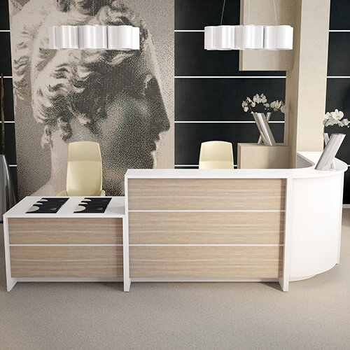 Linus L-Shaped Reception Desk White Counter Marbella Front RD109 - Hunt ...
