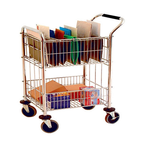 Mail Room Trolley with 2 Baskets Chrome 320537 - Hunt Office Ireland