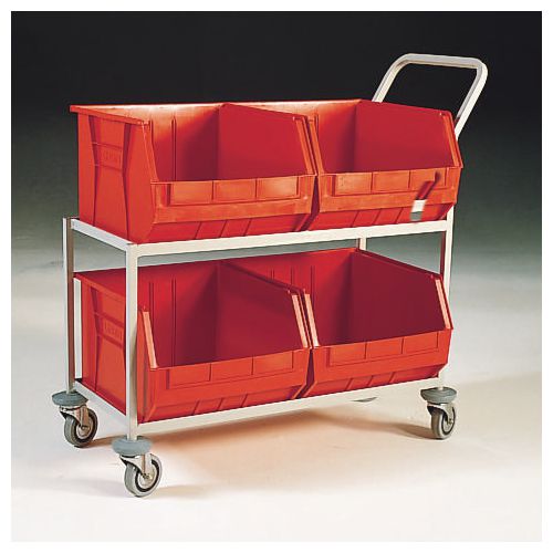 Mobile Storage Trolley c/w 4 Bins Red 321297 - Hunt Office Ireland