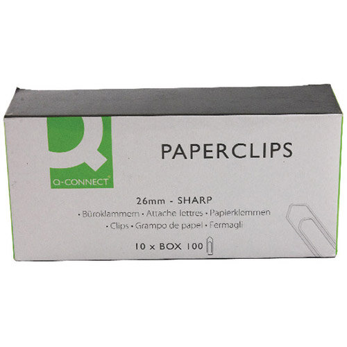 Q-Connect Paperclip 26mm No Tear Pack of 100 x 10 KF01307Q - Hunt ...