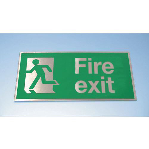 Brass Prestige Fire Exit Sign H x W mm: 150 x 300 - Hunt Office Ireland