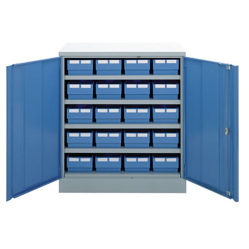 Small Part Storage Cabinet With Blue Doors1000x915x460mm & 20 Linbin ...