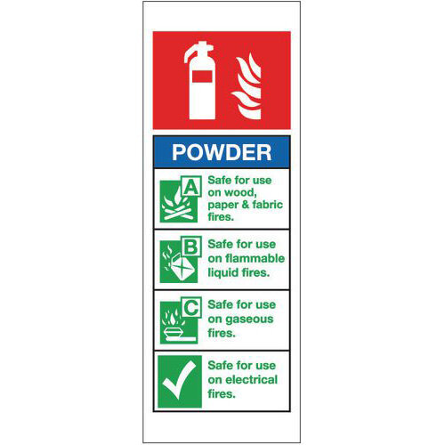 Self Adhesive Vinyl Fire Extinguisher Sign Powder - Hunt Office Ireland