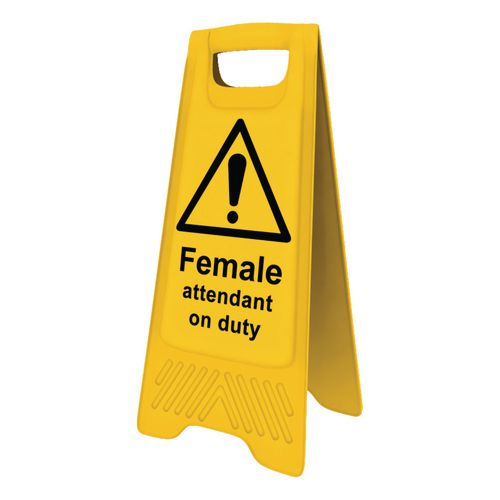 Heavy Duty Pre Printed A Board Female Attendant On Duty 620x300mm Ref ...