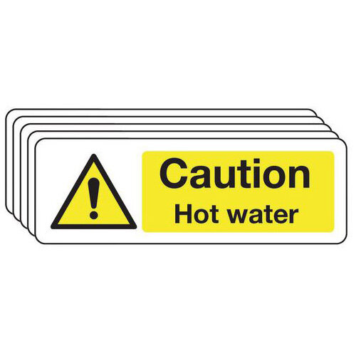Self Adhesive Vinyl Caution Hot Water Warning Sign Multi-Pack Of 5 ...