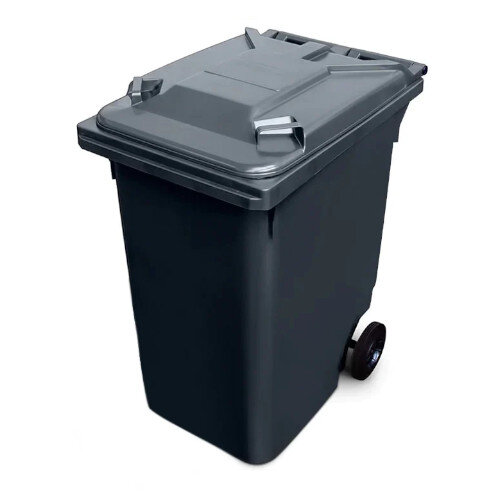 Craemer 2 Wheeled Plastic Bin 360L Black C/W Drop Front Access Door ...