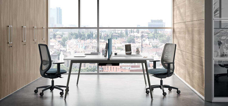 Uno Ergonomic Swivel Office Chair with upholstered Back, Black Base & Frame